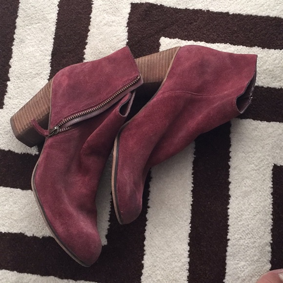bp | Shoes | Bp Brass Plum Red Suede Ankle Booties | Poshmark